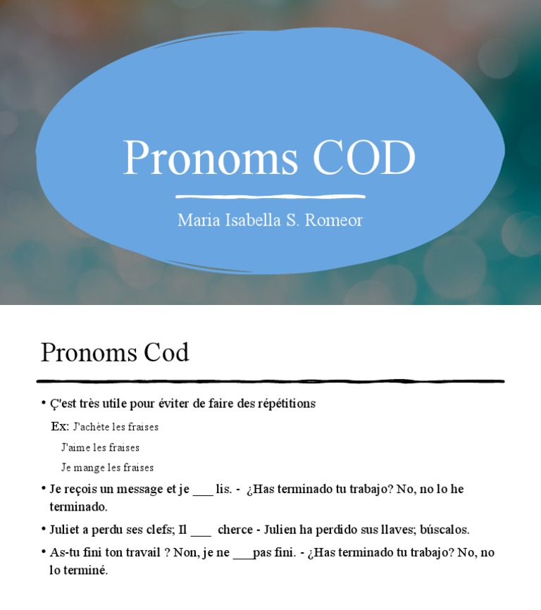 Pronoms COD | PDF | Arts du langage et discipline | Développement personnel
