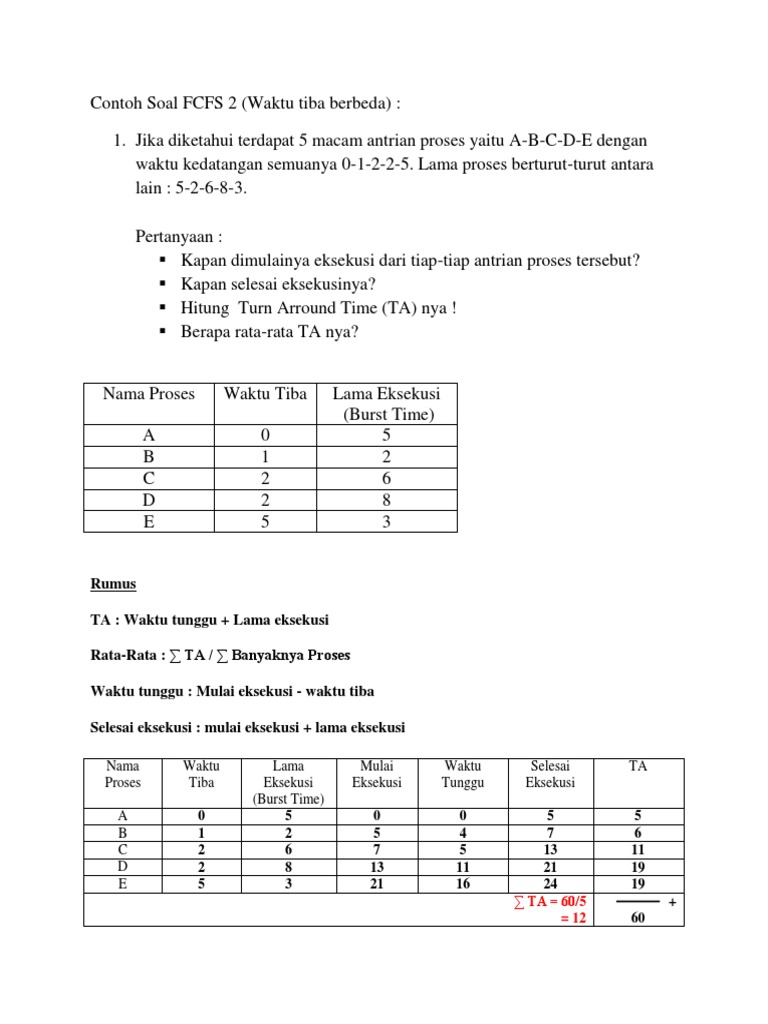 Contoh Soal Fcfs 2 PDF Free | PDF