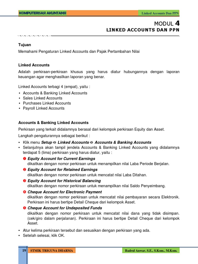 MYOB - Modul 4 (Linked Account Dan PPN) | PDF