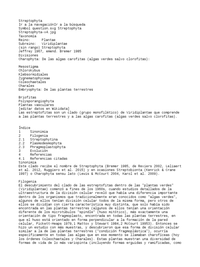 Streptophyta | PDF | Taxa | Organismos