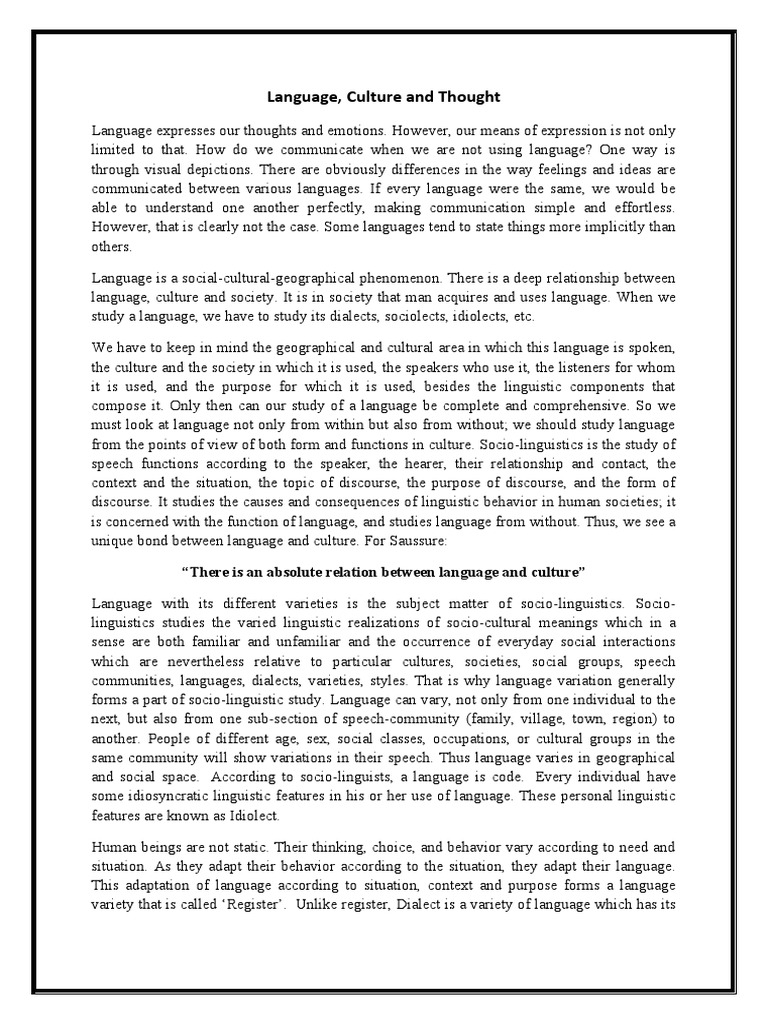 Language, Culture, and Thought Dynamics | PDF | Linguistics ...