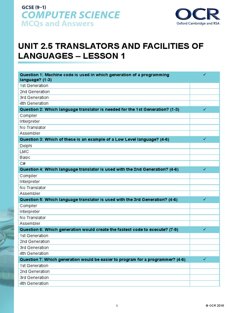 Computer Science: Unit 2.5 Translators and Facilities of Languages - Lesson 1 | Download Free ...
