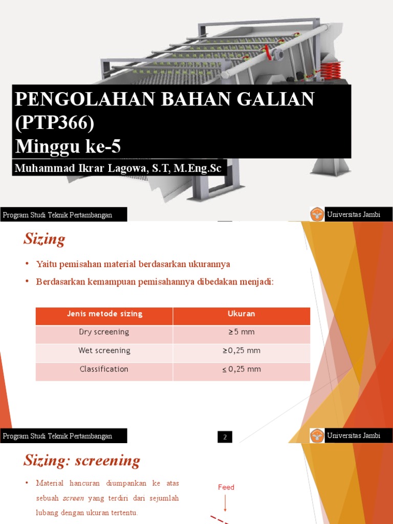 Metode Pengolahan Bahan Galian melalui Proses Sizing | PDF