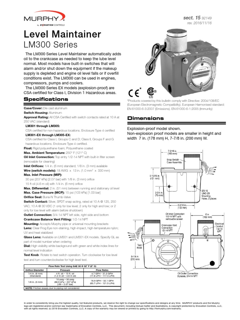 Level Maintainer LM300 Series | PDF | Switch | Machines
