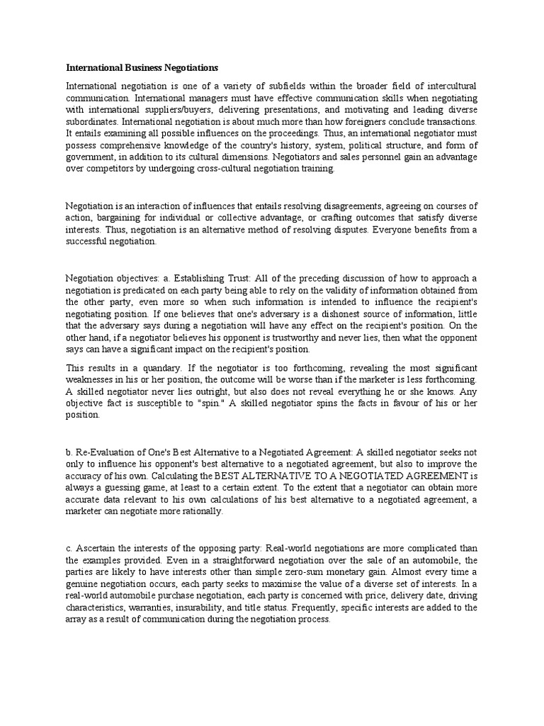 International Business Negotiation | PDF | Negotiation | Human Nature