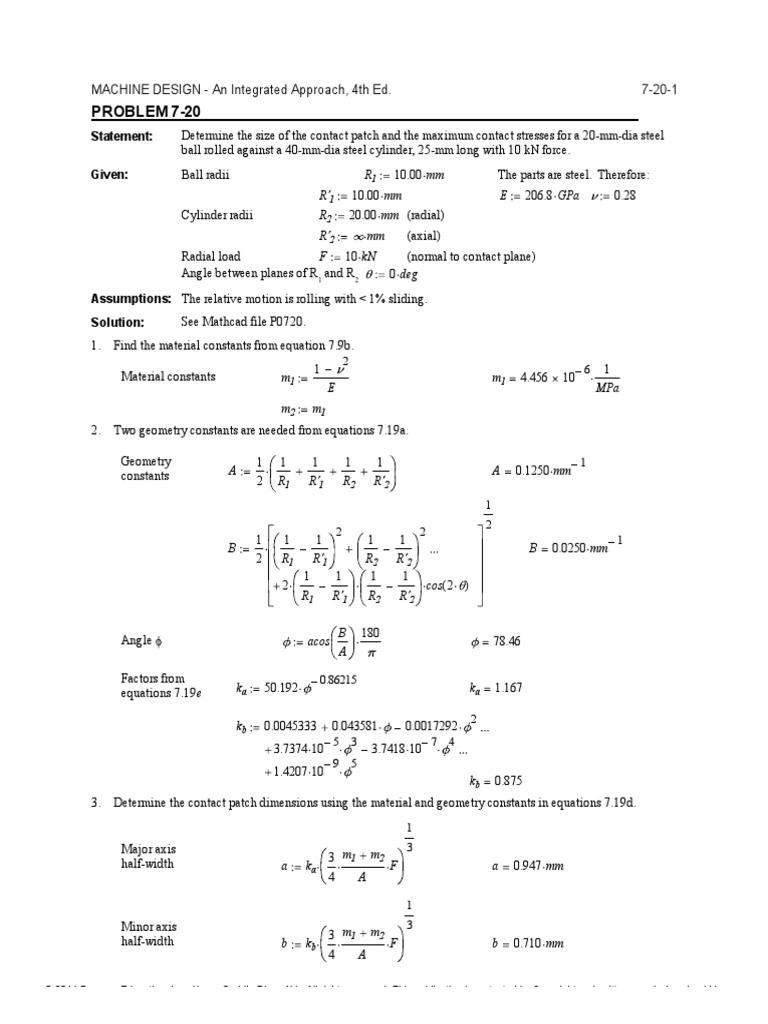 PROBLEM 7-20: MACHINE DESIGN - An Integrated Approach, 4th Ed. 7-20-1 ...