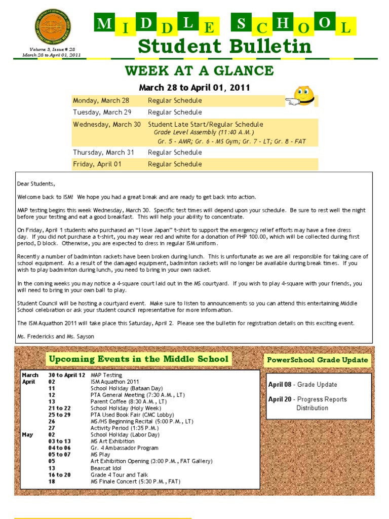 ISM Student Bulletin: Events & Updates | PDF