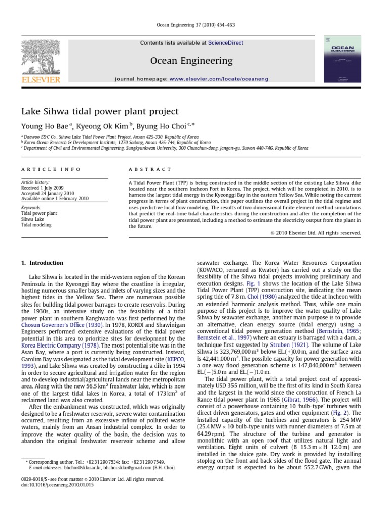 Sihwa Lake Tidal Power Plant Overview | PDF | Tide | Power Station
