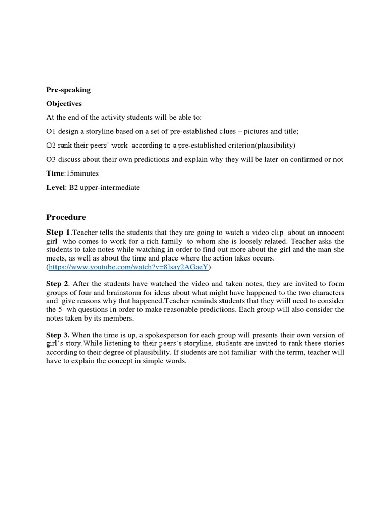 Pre Speaking | PDF
