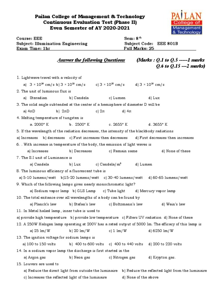 Answer The Following: Questions Q.6 To Q.15 - 2 Marks) | PDF ...