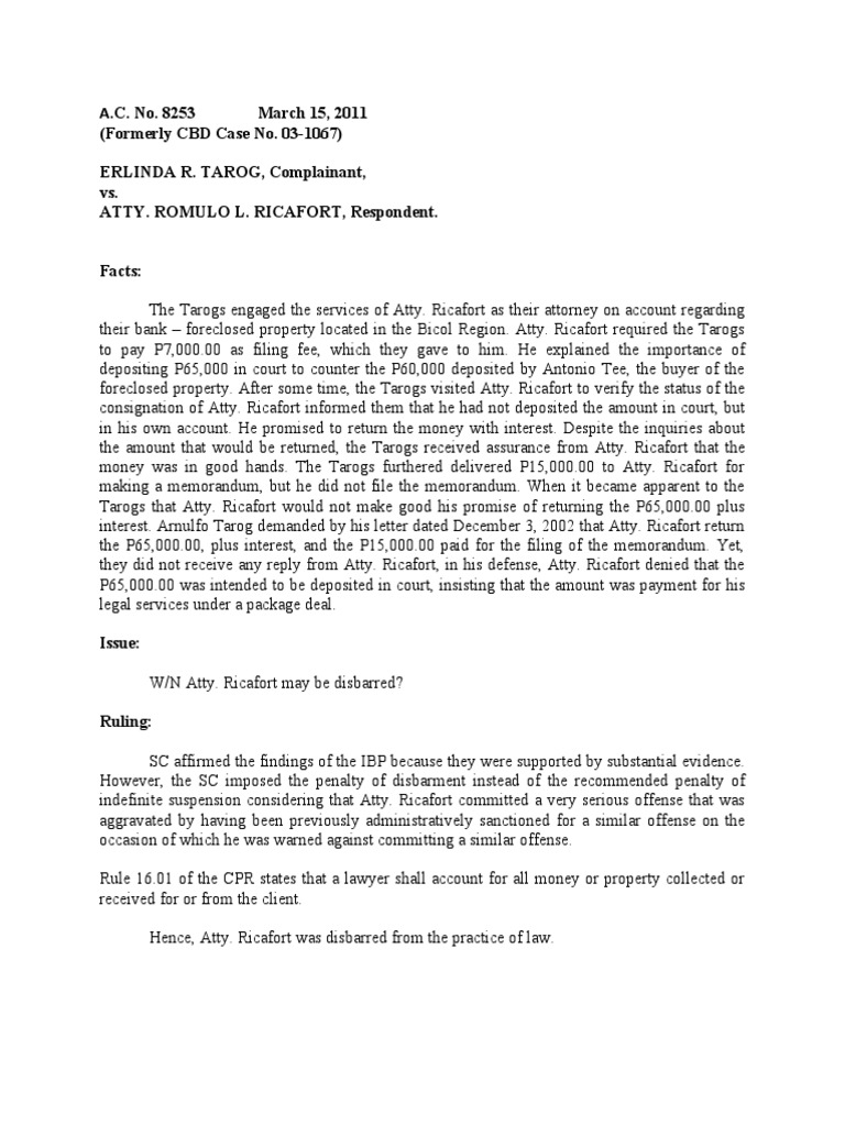 S04C11 - CI - Tarog vs. Ricafort | PDF