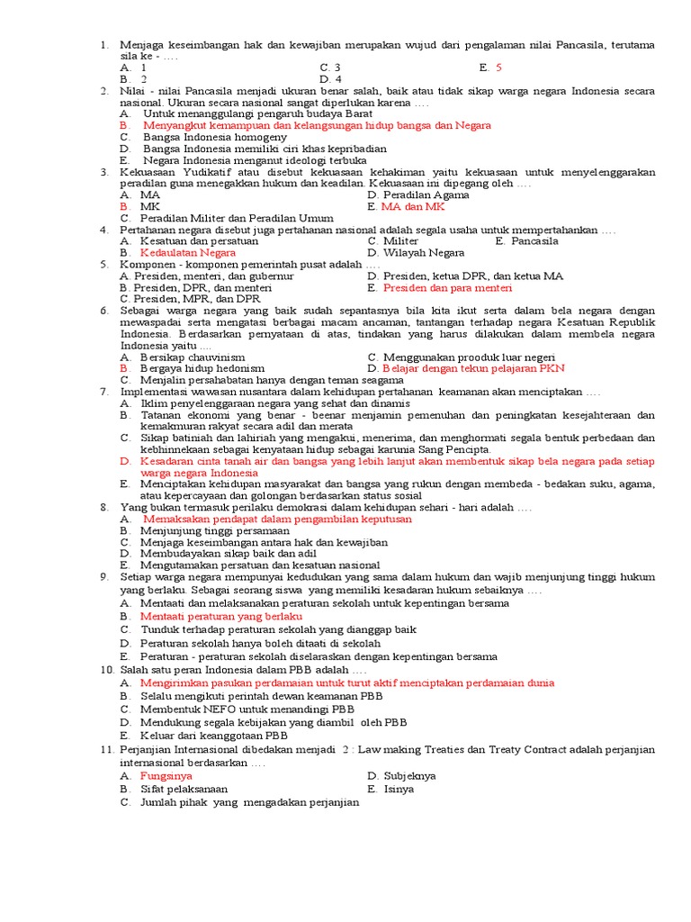 PKN XII Soal PG | PDF