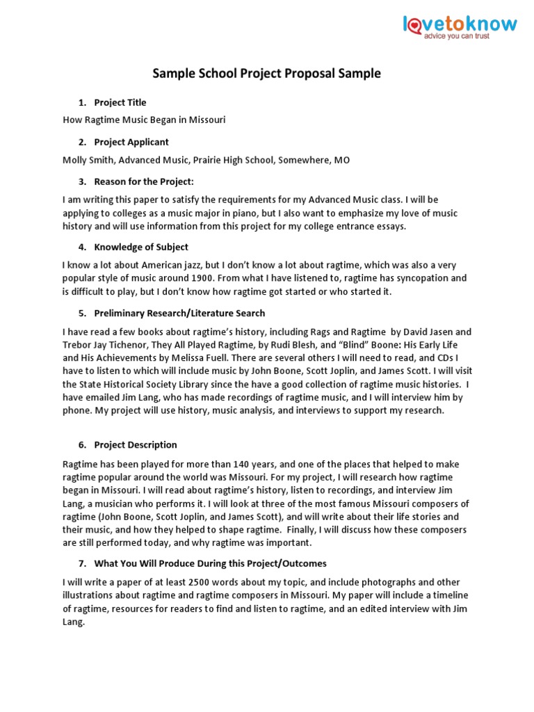 3310 School Project Proposal Sample | PDF | James Scott (Composer ...
