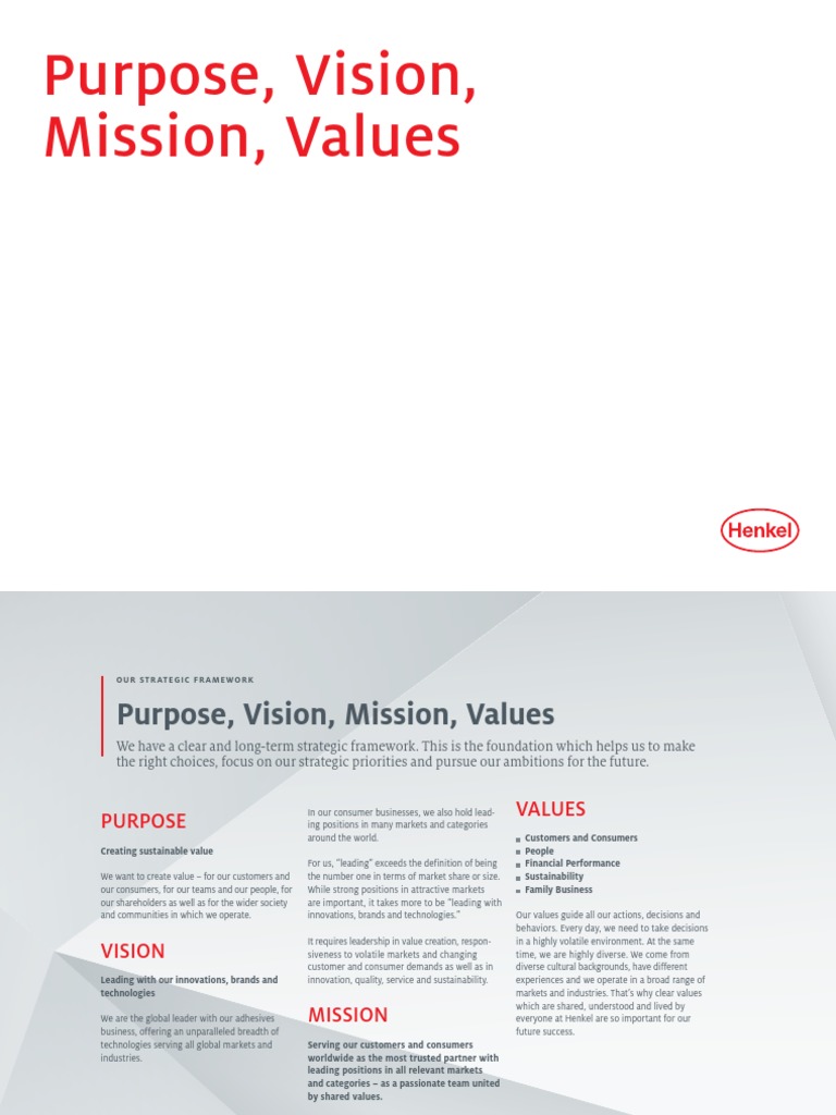 Purpose Vision Mission Values | PDF | Sustainability | Brand