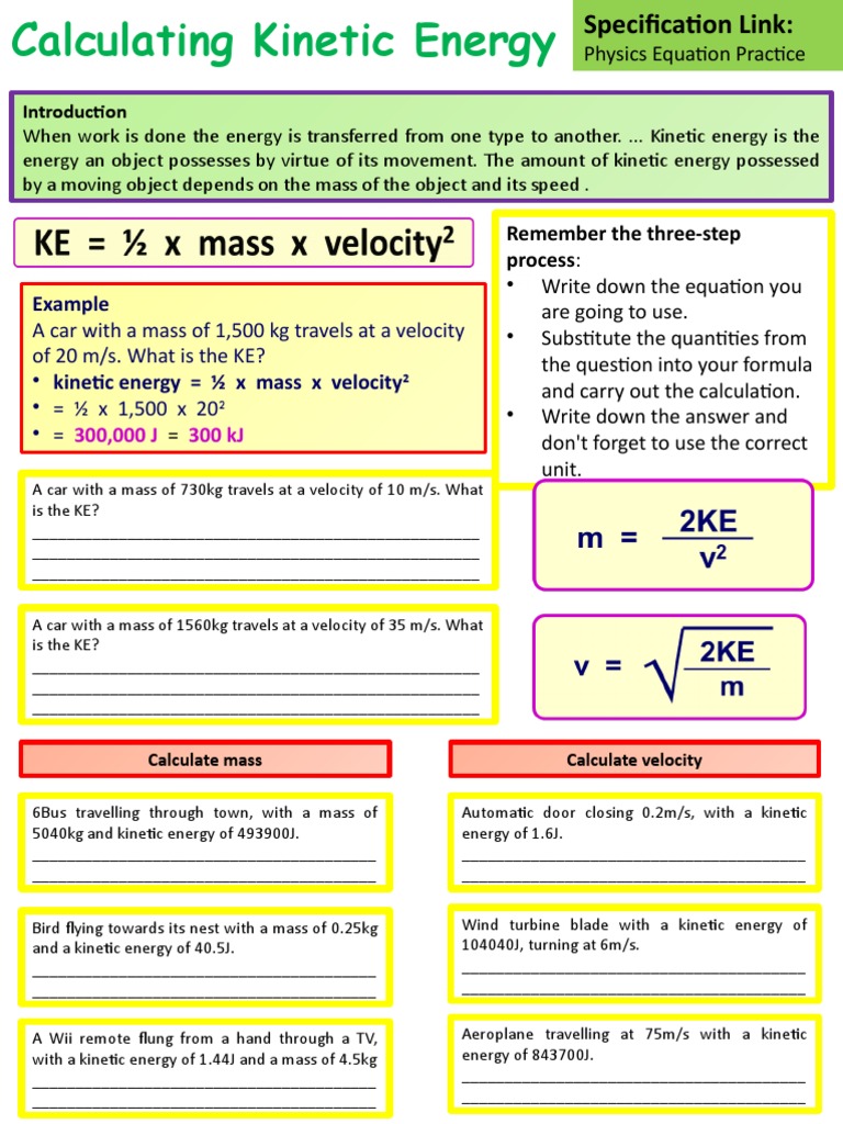 Calculating KE | PDF | Kinetic Energy | Mass