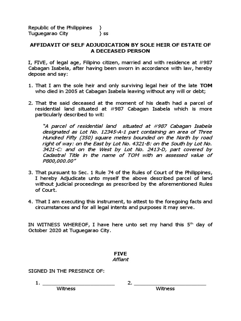 Affidavit of Self Adjudication | PDF | Affidavit | Judiciaries