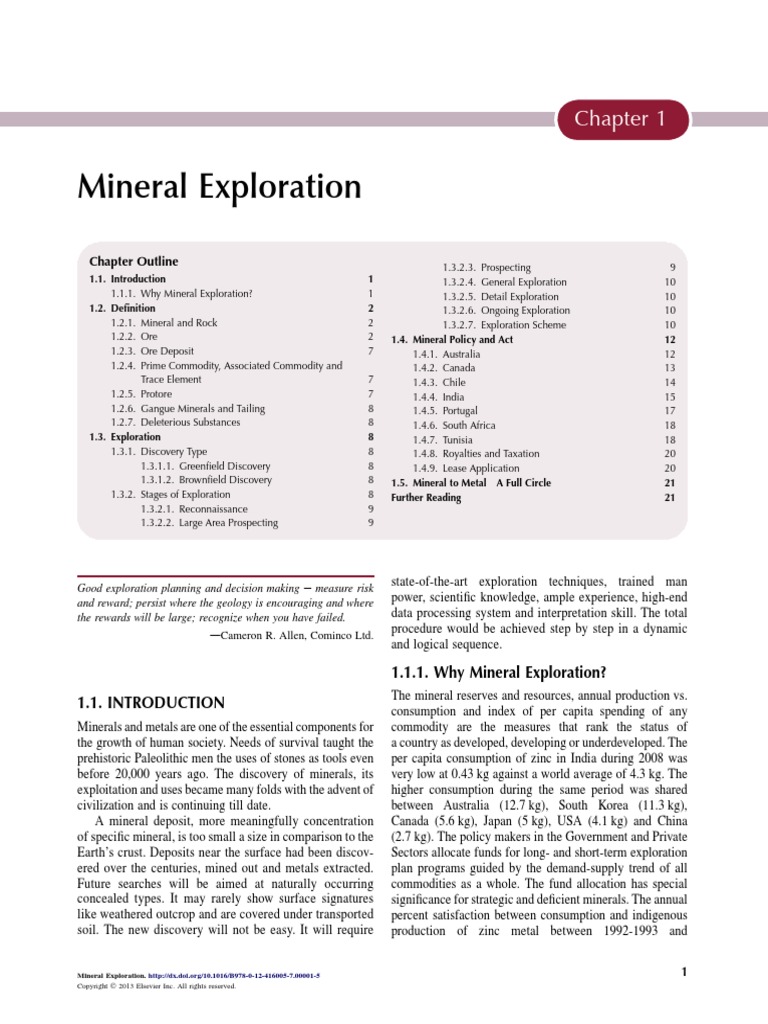 Chapter 1 Mineral Exploration 2013 Mineral Exploration | PDF | Mining ...