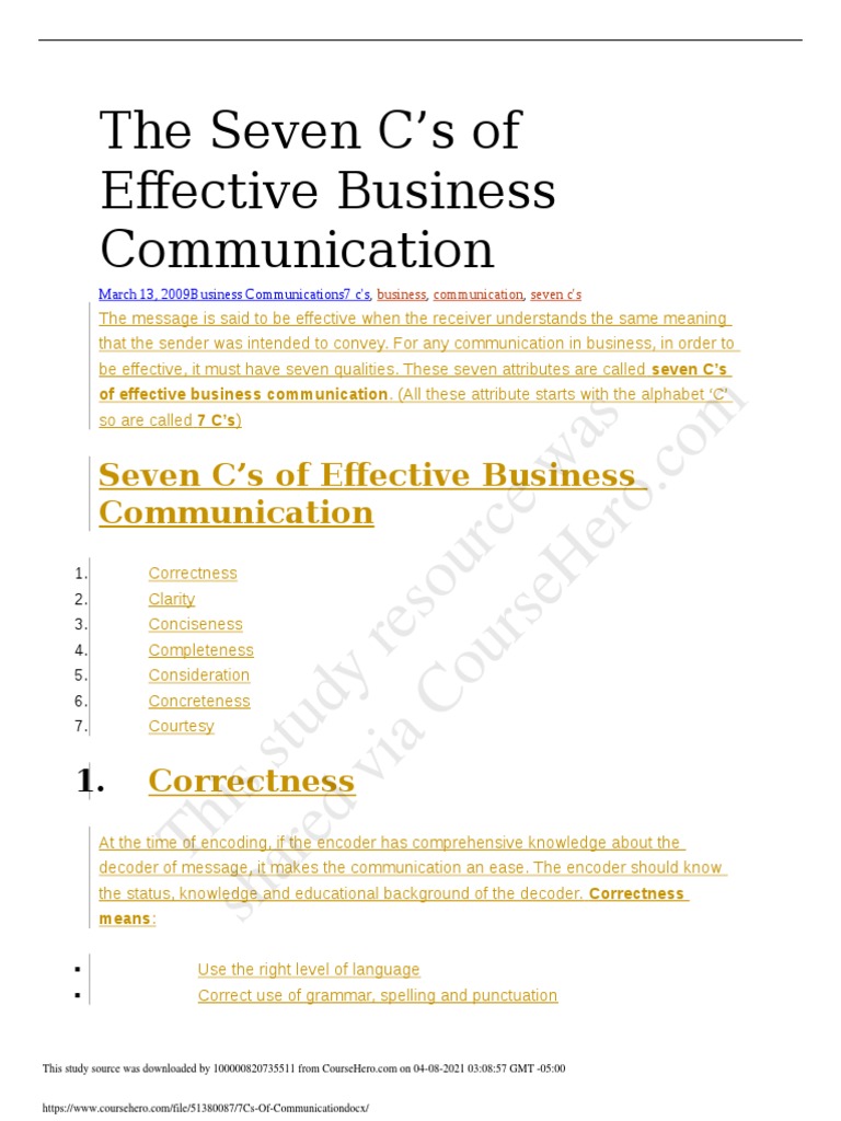 7Cs of Communication | Download Free PDF | Communication ...