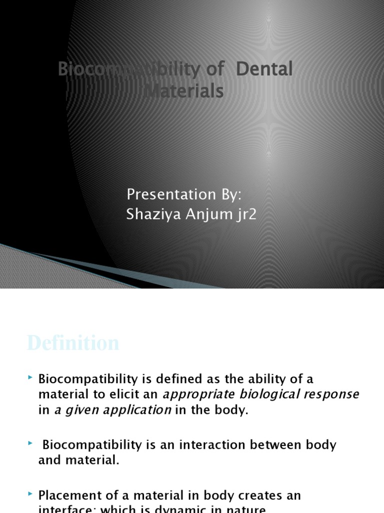 Biocompatibility of Dental Materials | PDF | Tooth Enamel | Periodontology
