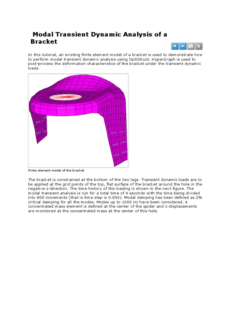 Modal Transient Dynamic Analysis of A Bracket | PDF | Input/Output ...