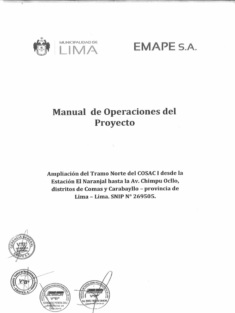 Manual de Operaciones Del Proyecto | PDF