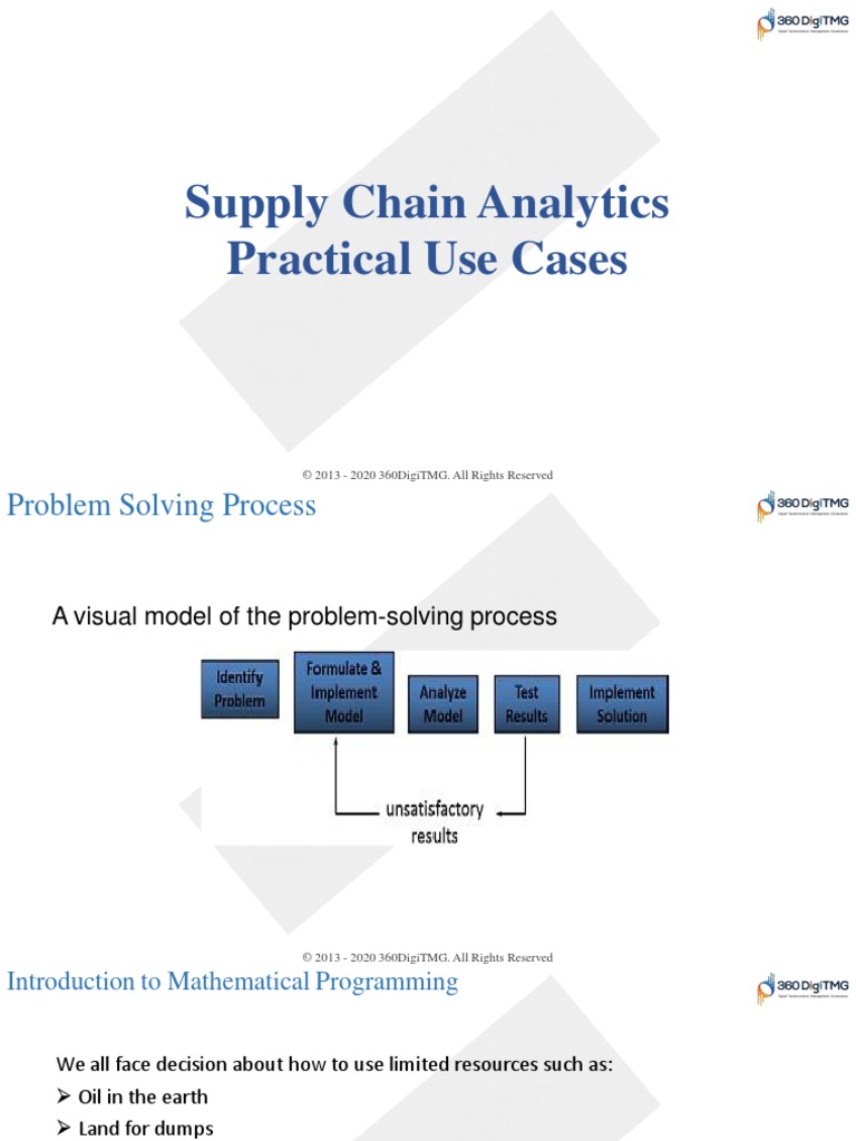 Mod3 Supplychainanalytics Usecases Part 1 | PDF | Mathematical Optimization | Linear Programming