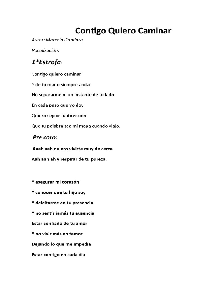 Contigo Quiero Caminar (Canto) | PDF
