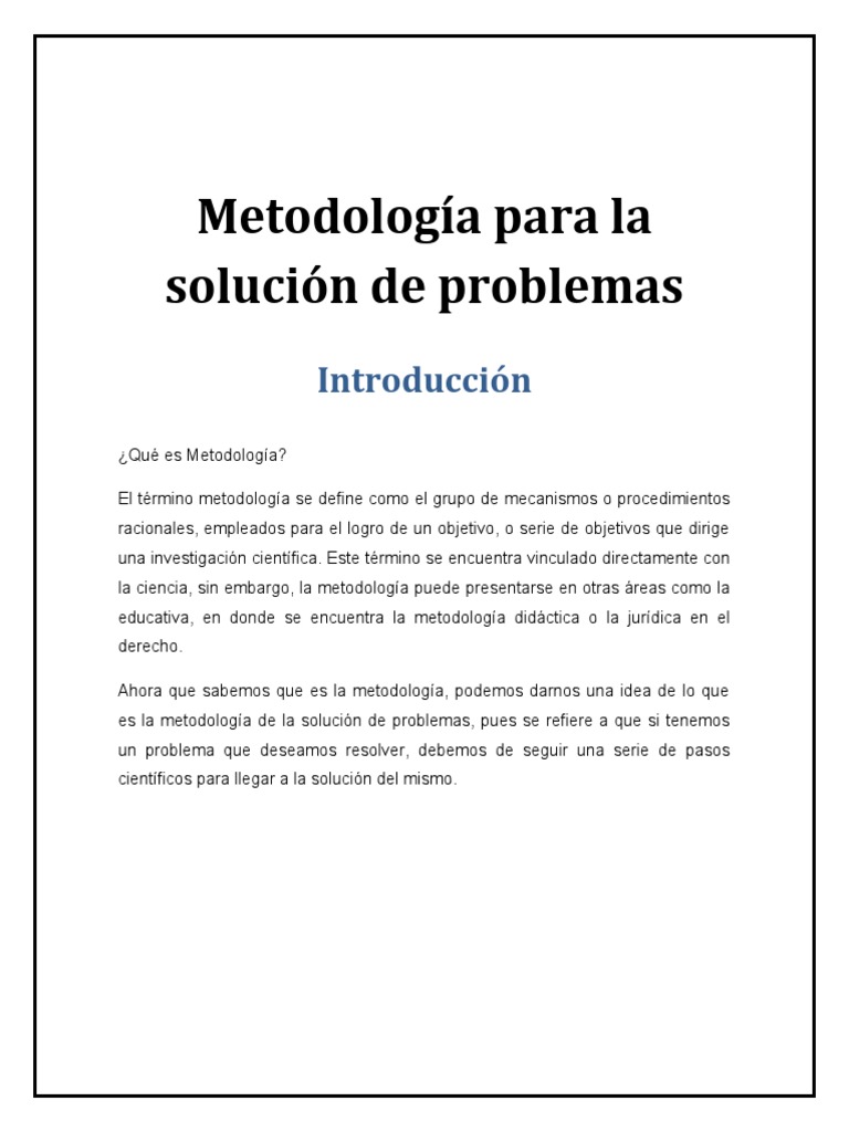 Metodologia para Solucion de Problemas | PDF | Metodología | Toma de ...