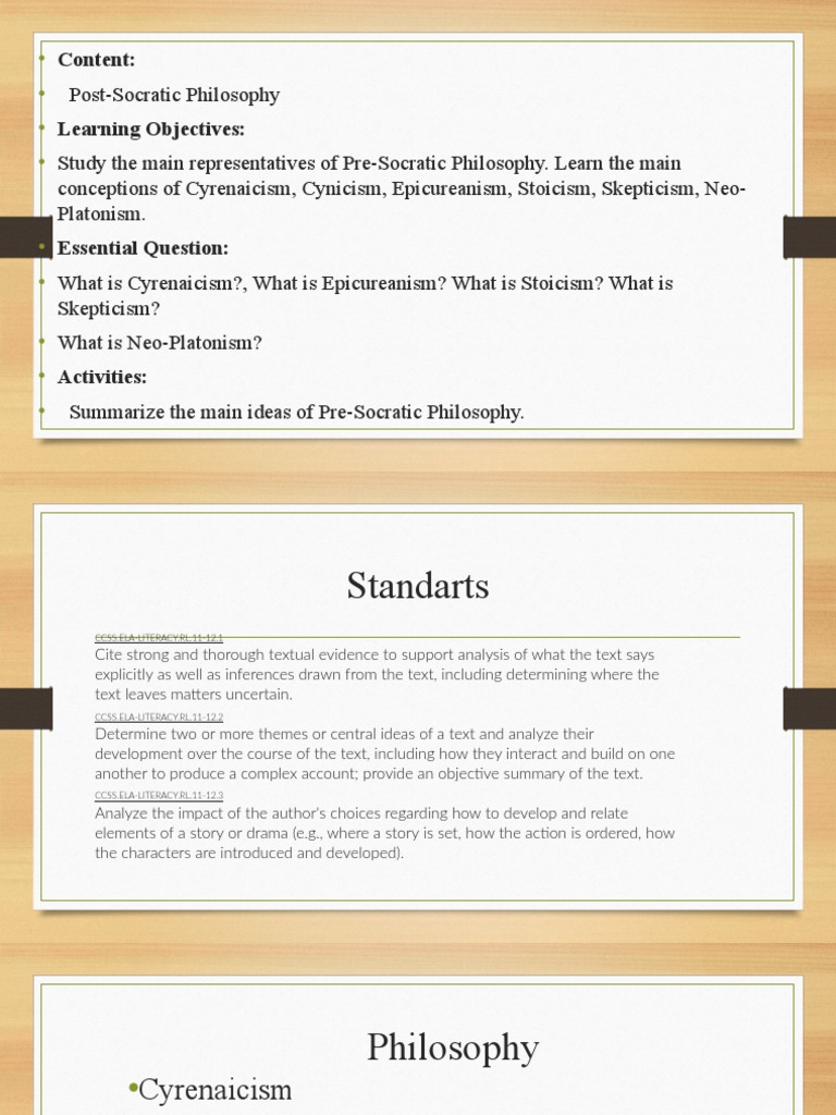 Post-Socratic Philosophical Schools | PDF | Stoicism | Epistemological ...
