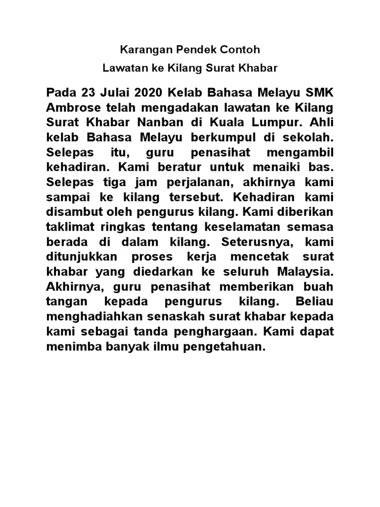 Karangan Pendek Contoh | PDF