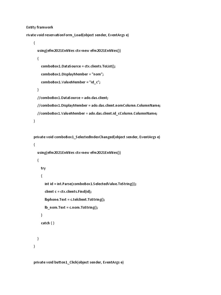 Entity Framwork | PDF | Teaching Methods & Materials