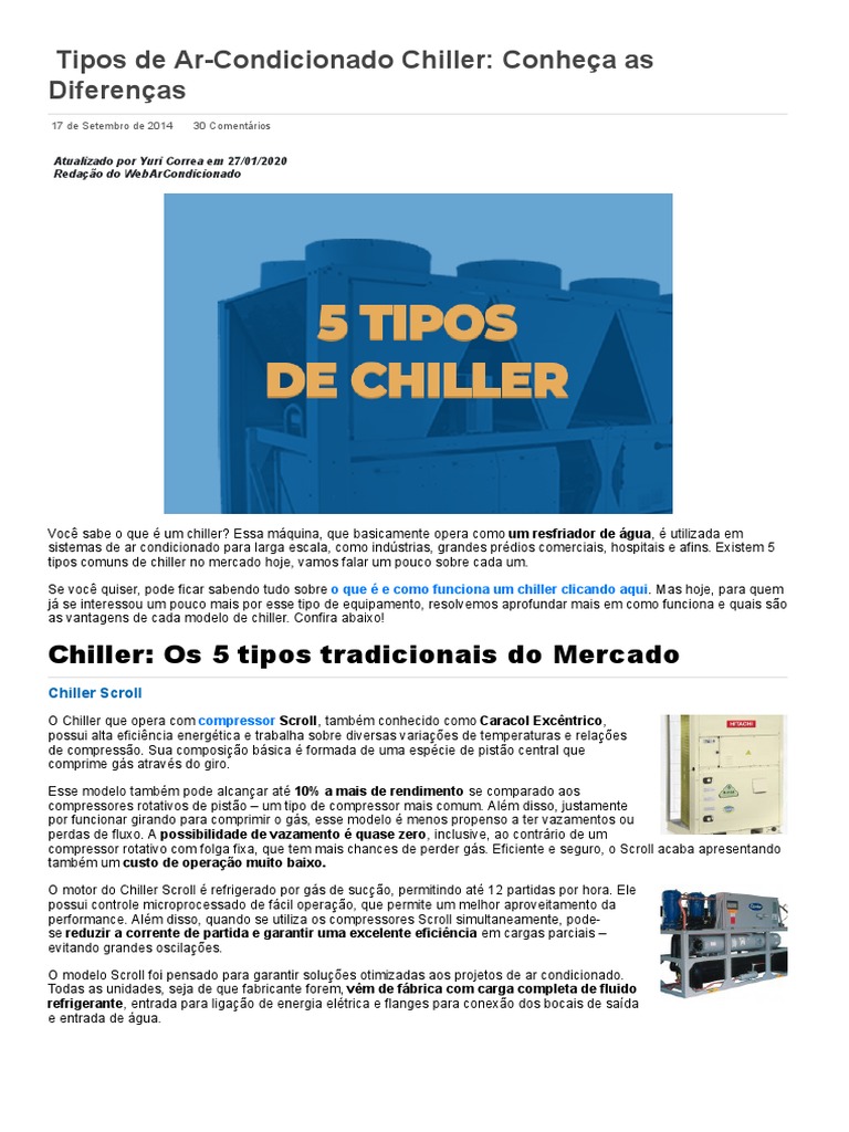 Tipos de Chillers: Guia Completo | PDF | Computadores