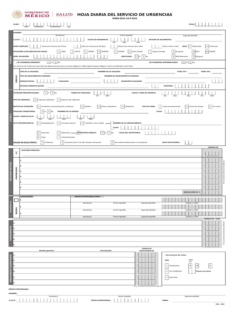 Formato Urgencias 2021 | PDF | Medicina | Ciencias de la Salud