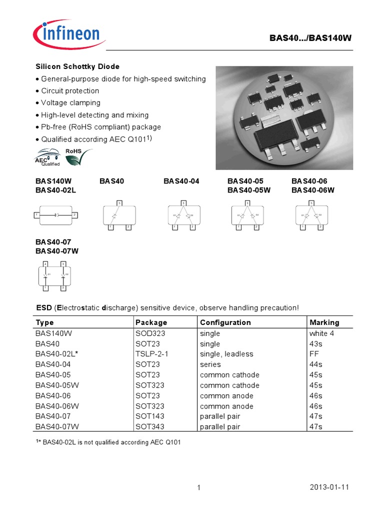 Bas40 Series, Bas140 Infineon | PDF | Diode | Electronics