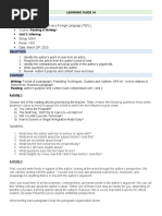 Reading Response Journal Rubric and Expectations | PDF