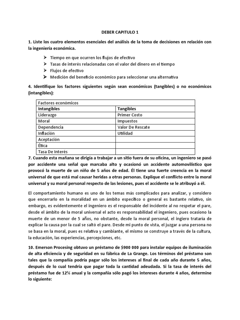 Deber Capitulo 1 | PDF | Interés | Tasas de interés