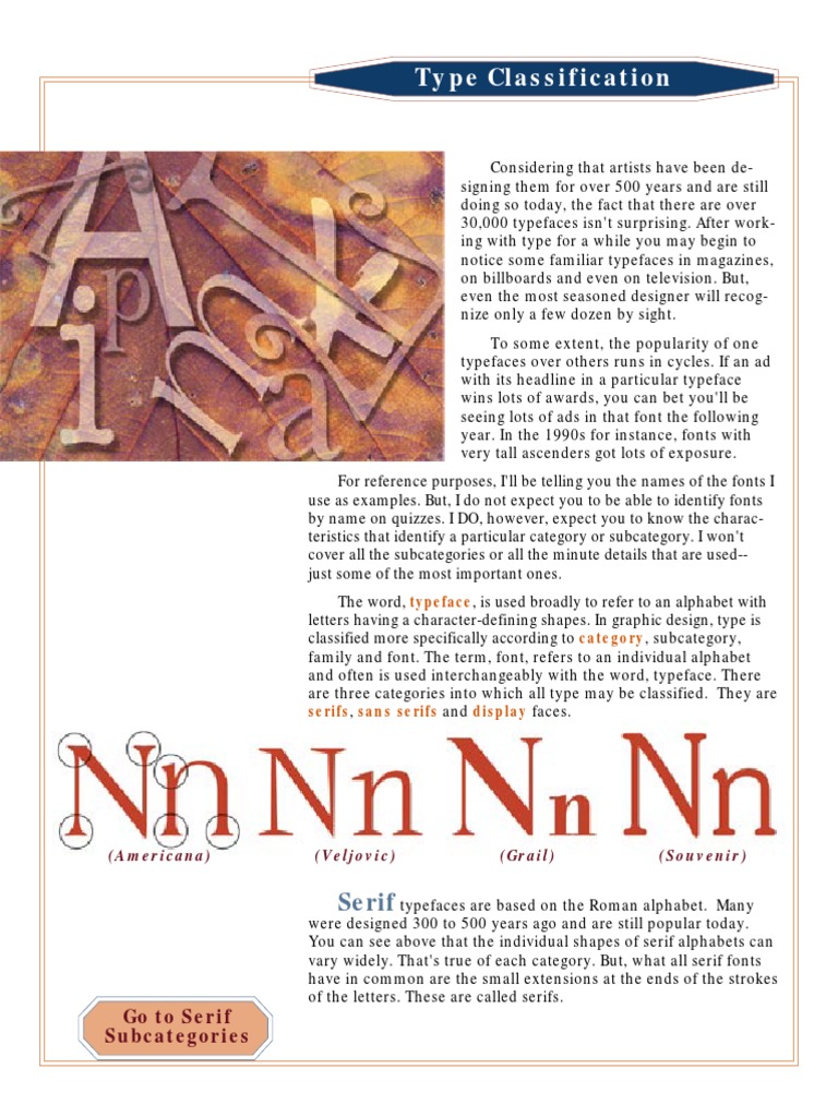 Type Classification | PDF | Typefaces | Serif