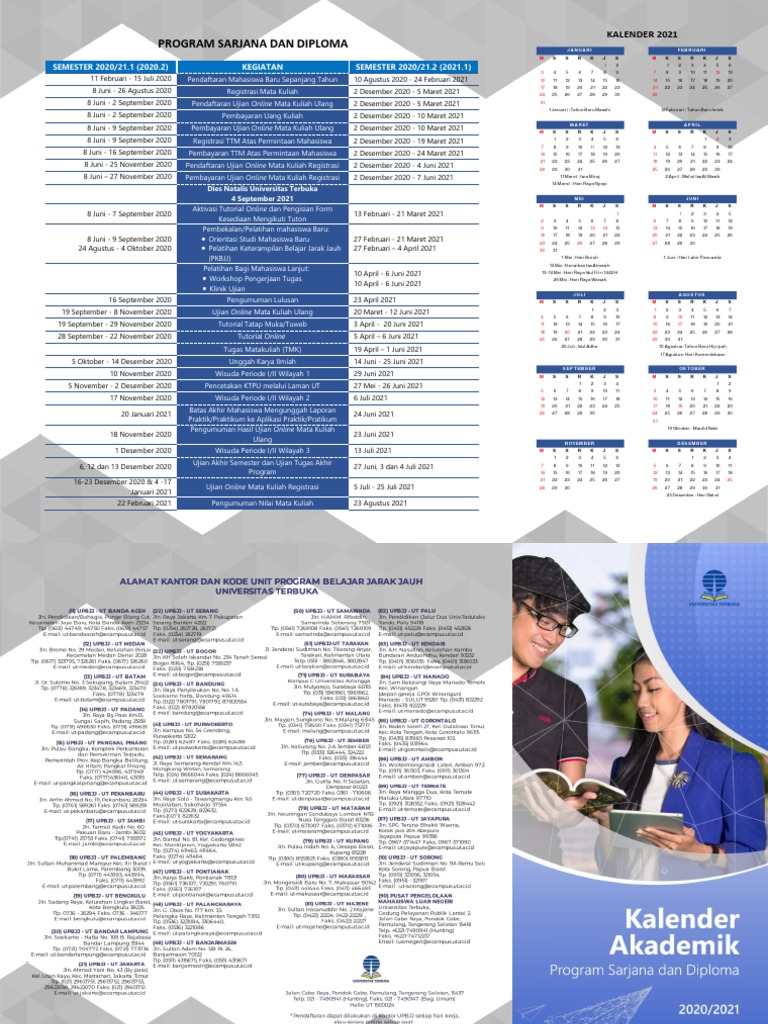 Kalender Akademi̇k S1 Ut 2021 | PDF