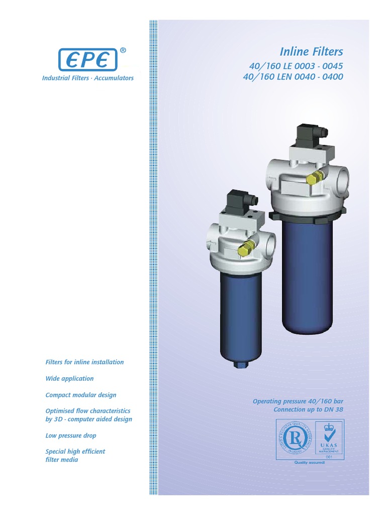 Линейные фильтры 40..160 LE | PDF | Filtration | Pump