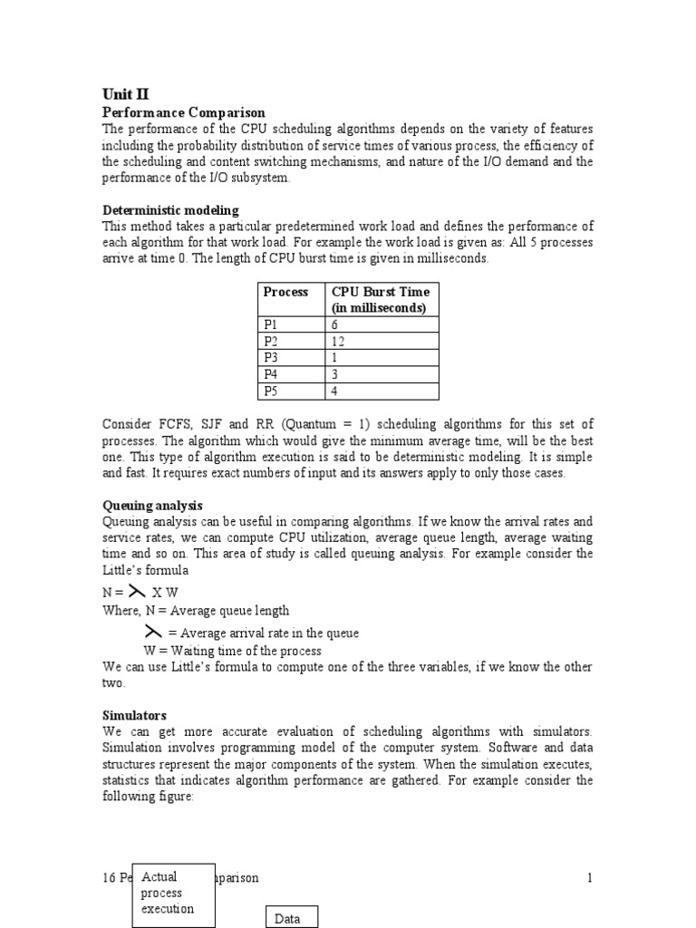 Unit II: Performance Comparison | PDF | Scheduling (Computing) | Simulation