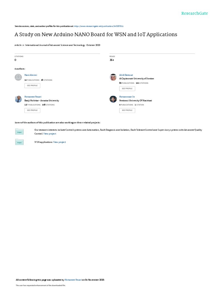 A Study On New Arduino NANO Board For WSN and IoT Applications | PDF | Arduino | Internet Of Things