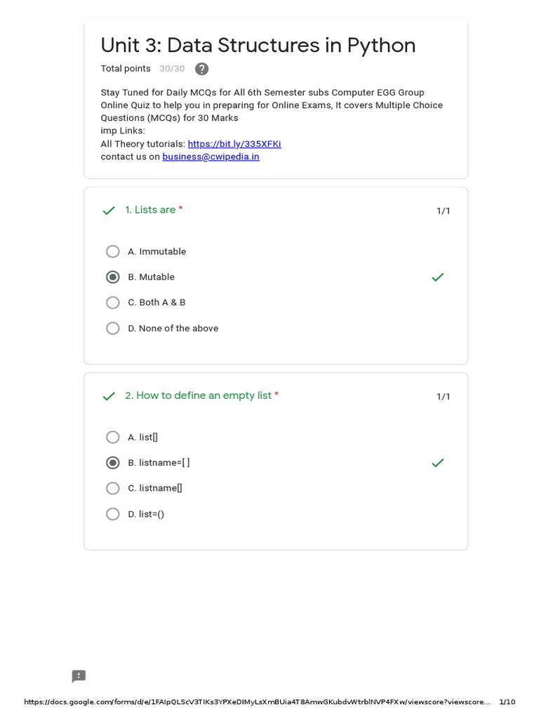 Unit 3 - Data Structures in Python | PDF | Computer Data | Computer ...