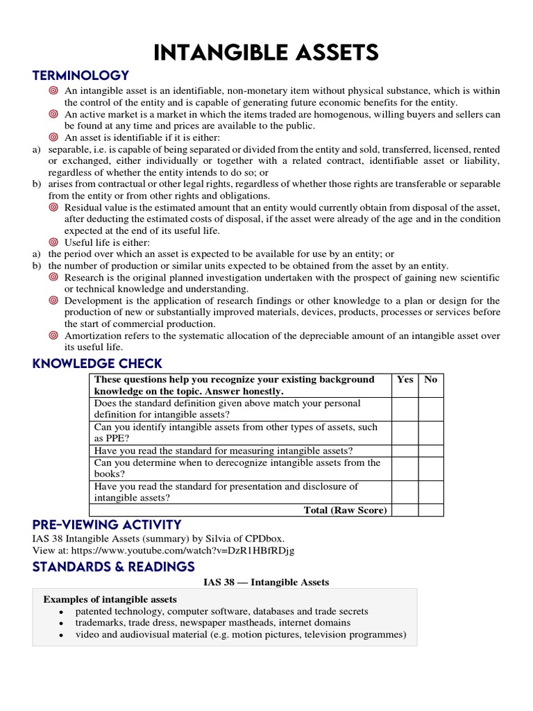 Topic 10 - Intangible Assets | PDF | Intangible Asset | International ...