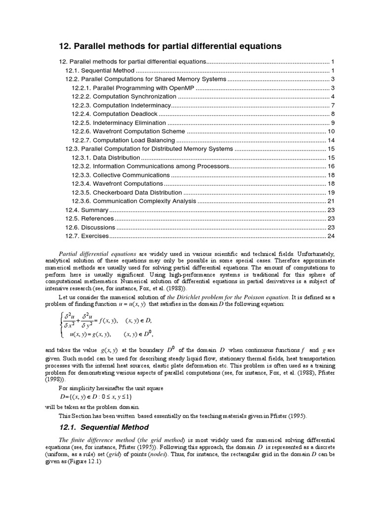 Parallel Methods For Pdes Pdf Parallel Computing Thread Computing