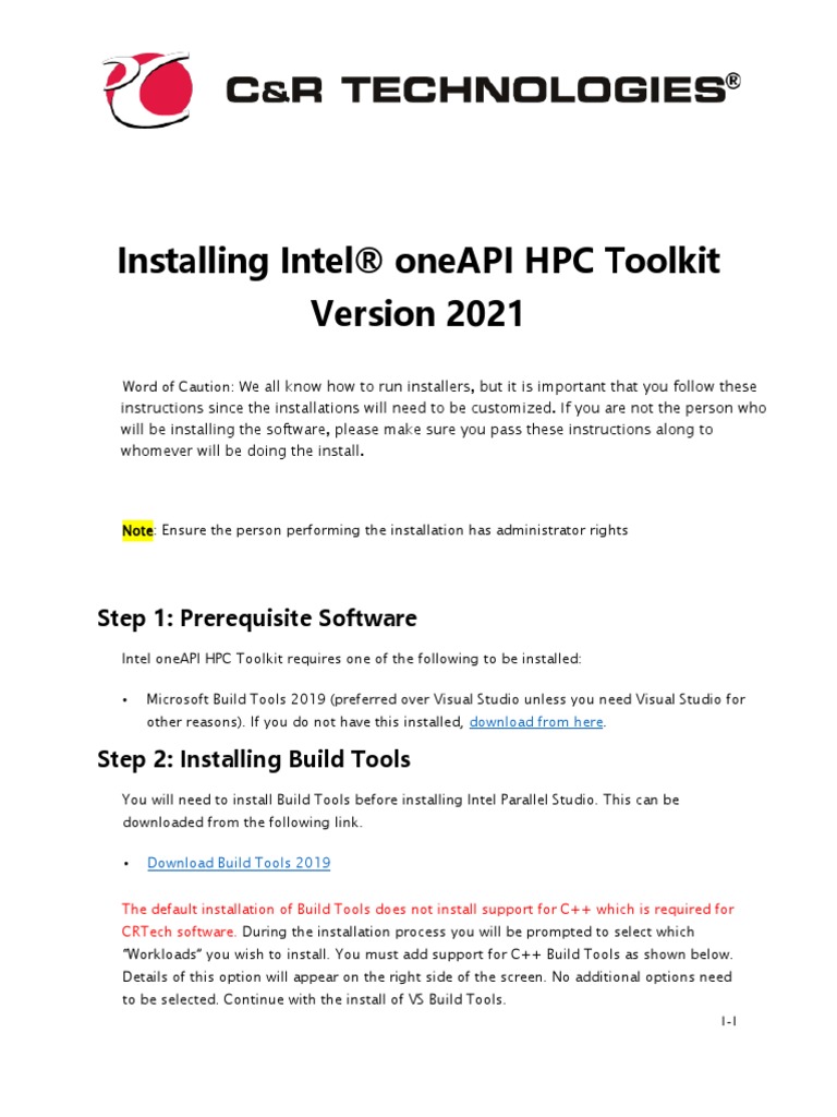 Installing Intel® Oneapi HPC Toolkit: Step 1: Prerequisite Software | PDF | Microsoft Visual ...