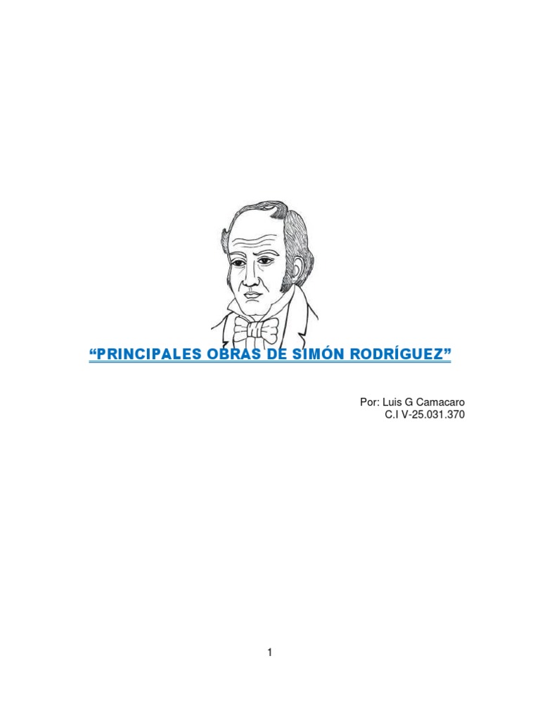 Obras y pensamientos de Simón Rodríguez | PDF | Sociedad | Educación primaria