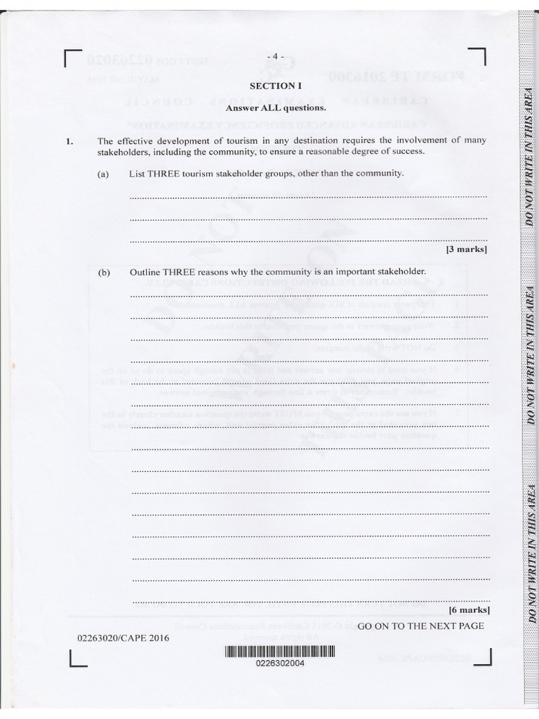 2016 Tourism Unit 2 Past Paper Pdf