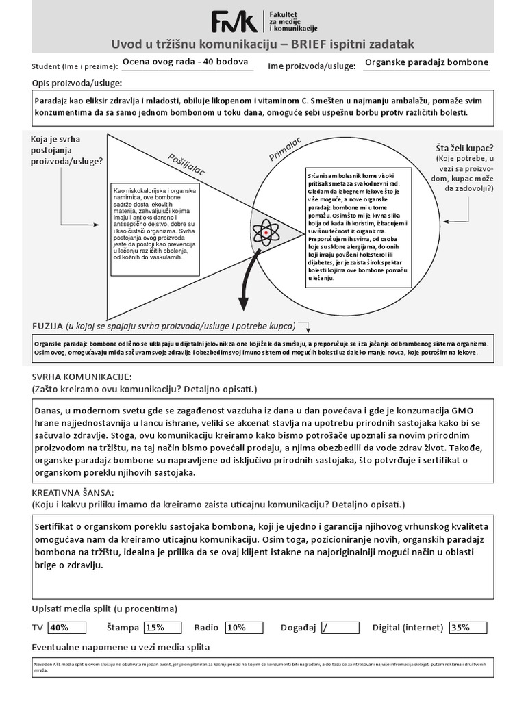 Primer Ispitnog Briefa - 40 Bodova | PDF