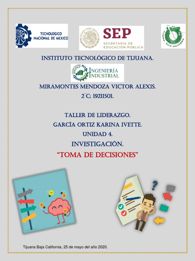 U4 Investigacion - Tomadedecisiones | PDF | Toma de decisiones | Liderazgo