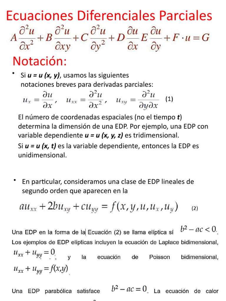 Clase 4 - Ecuaciones Diferenciales Parciales | PDF | Ecuación diferencial parcial | Ecuaciones